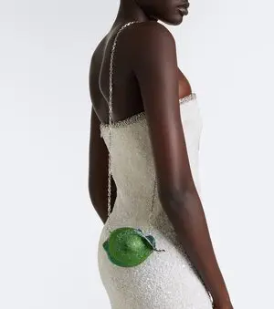 Judith Leiber Citron Lime Embellished Clutch