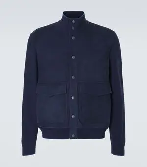 Canali Suede Bomber Jacket - Blue