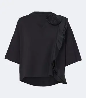Max Mara Ruffled Cotton Jersey T-shirt - Black
