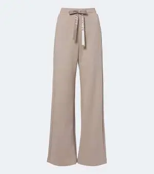 Max Mara Cotton-blend Jersey Wide Leg Sweatpants - Beige