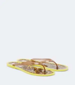 Christopher Esber Jo Leopard-print Thong Sandals - Yellow