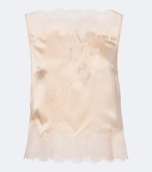 DÔEN Viviane Silk Lace-trimmed Top - Pink