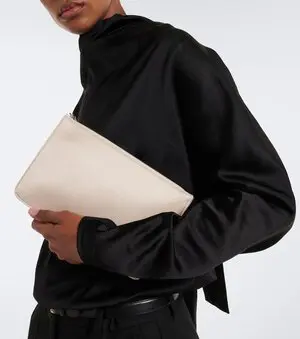 TOTEME Threefold Satin Clutch - White
