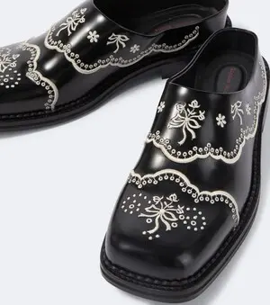 Simone Rocha Embroidered Floral Leather Mules