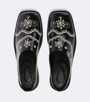 Simone Rocha Embroidered Floral Leather Mules