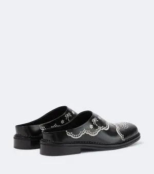 Simone Rocha Embroidered Floral Leather Mules