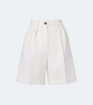 Max Mara Pleated Wool-blend Bermuda Shorts - White