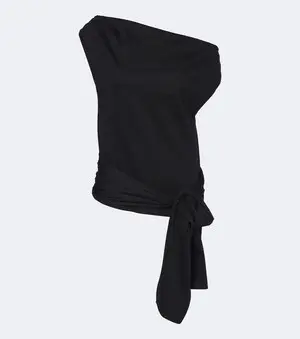 Proenza Schouler Asymmetrical Cotton Jersey Top With Self-ties - Black