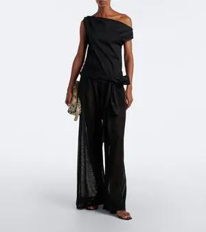 Proenza Schouler Asymmetric Cotton Jersey Top With Self-ties - Black