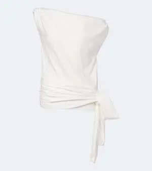 Proenza Schouler Asymmetrical Cotton Jersey Top With Self-ties - White