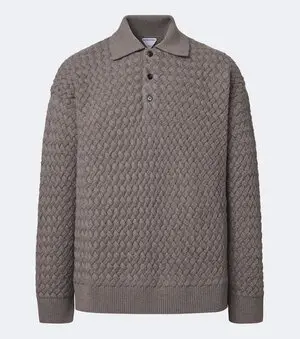 Bottega Veneta Intrecciato Wool Polo Sweater - Brown
