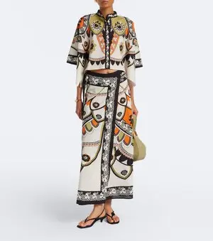 La DoubleJ Printed Cotton Muslin Wrap Skirt
