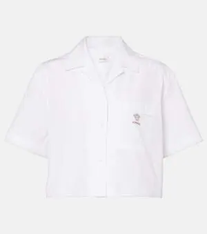 Versace Cropped Cotton Poplin Shirt - White