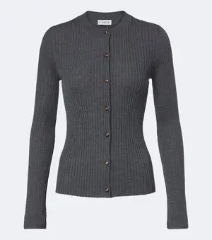 Burberry Ribbed-knit Cashmere Cardigan - Grey