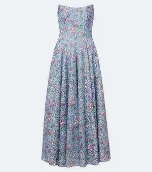 MARKARIAN Embroidered Floral Bustier Cocktail Dress - Blue