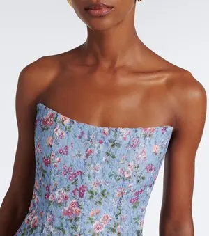 MARKARIAN Embroidered Floral Bustier Cocktail Dress
