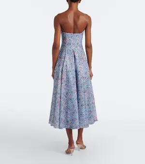MARKARIAN Embroidered Floral Bustier Cocktail Dress