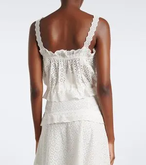 Ulla Johnson Isola Broderie Anglaise Cotton Top - White