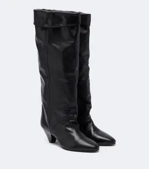 Isabel Marant Étoile Elita Draped Leather Knee-high Boots - Black