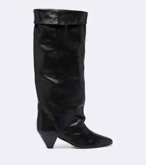 Isabel Marant Étoile Elita Draped Leather Knee-high Boots - Black