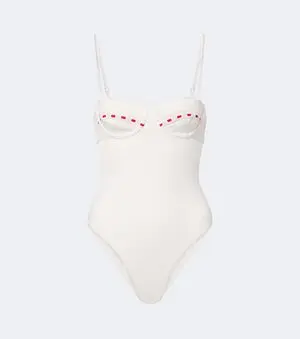 Posse Pia Embroidered Swimsuit - White