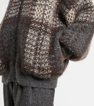 Brunello Cucinelli Checked Sequined Cardigan - Grey