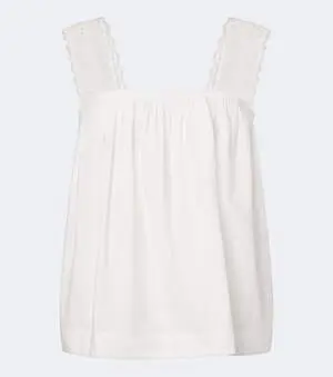Posse Harriet Embroidered Cotton Poplin Top - White