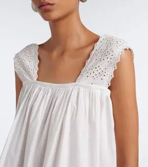 Posse Harriet Embroidered Cotton Poplin Top - White