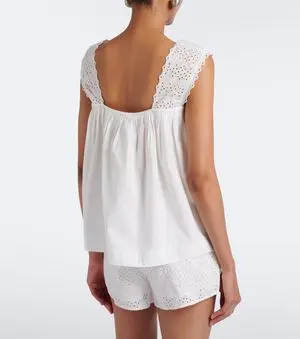 Posse Harriet Embroidered Cotton Poplin Top - White