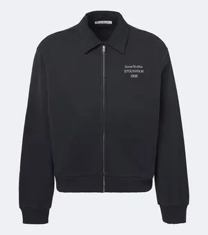 Acne Studios Logo Cotton-blend Zip-up Sweatshirt - Black
