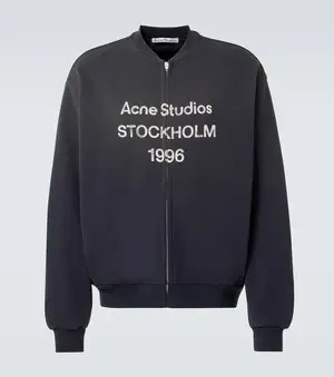 Acne Studios Logo Cotton-blend Zip-up Sweatshirt - Black