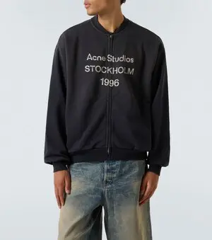 Acne Studios Logo Cotton-blend Zip-up Sweatshirt - Black