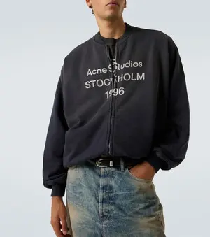 Acne Studios Logo Cotton-blend Zip-up Sweatshirt - Black