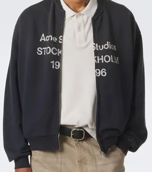 Acne Studios Logo Cotton-blend Zip-up Sweatshirt - Black
