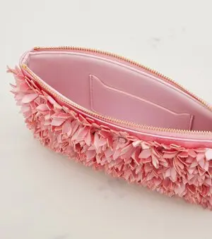 Valentino Garavani Embellished Floral-appliqué Satin Pouch