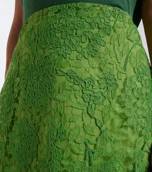 Carolina Herrera Floral Lace Midi Skirt - Green