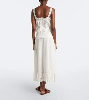 Ulla Johnson Violetta Broderie Anglaise Midi Skirt - White