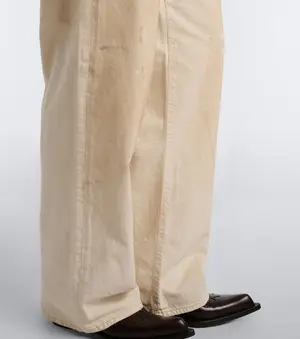 Acne Studios Distressed Leather-trimmed Wide-leg Jeans