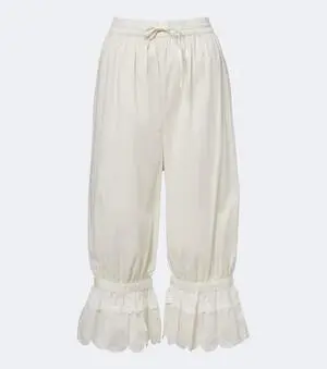 Staud Renzo Embroidered Cotton Voile Pants - White