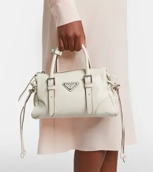 Prada Karin Small Leather Top-handle Bag - White