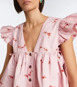 GANNI Floral Cotton-blend Top