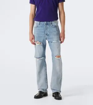 Acne Studios 1996 Distressed Straight Jeans In Light
