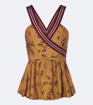 Dries Van Noten Floral Peplum Top - Yellow
