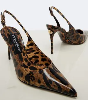 Dolce & Gabbana Leopard-print Leather Slingback Pumps