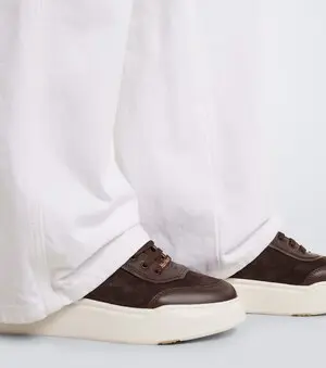 Max Mara Leather-trimmed Suede Platform Sneakers