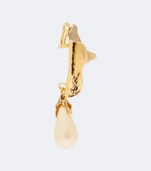 Saint Laurent Cassandre Faux Pearl Clip-on Earrings - Gold