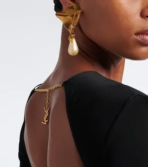 Saint Laurent Cassandre Faux Pearl Clip-on Earrings - Gold
