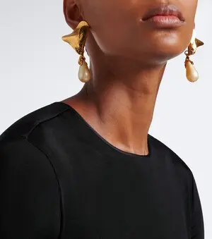 Saint Laurent Cassandre Faux Pearl Clip-on Earrings - Gold