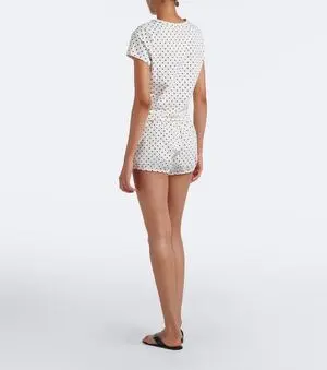 Posse Tommy Polka-dot Cotton-blend Jersey Shorts - White