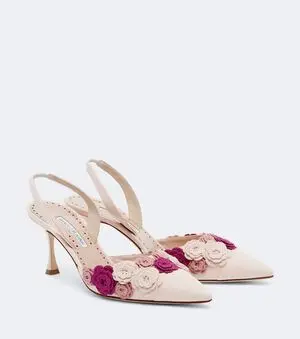 Manolo Blahnik Floral-appliqué Slingback Pumps - Pink